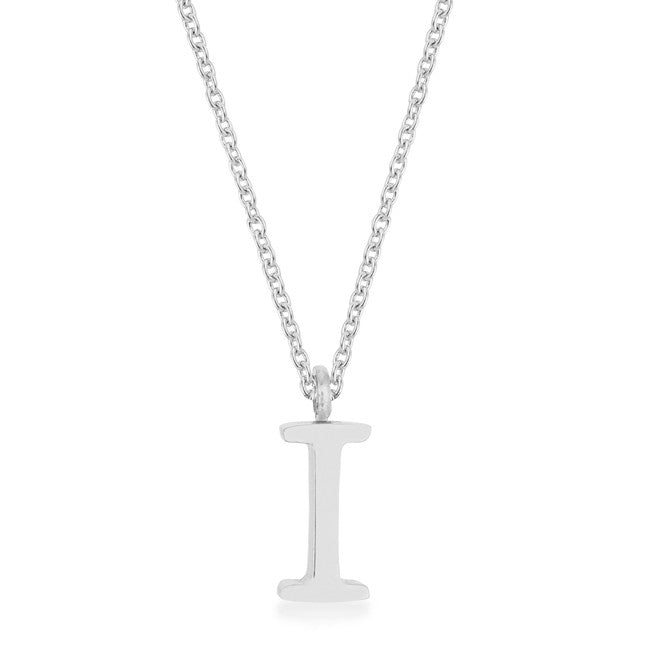 Elaina White Gold Rhodium Stainless Steel I Initial Necklace – BaubleBox